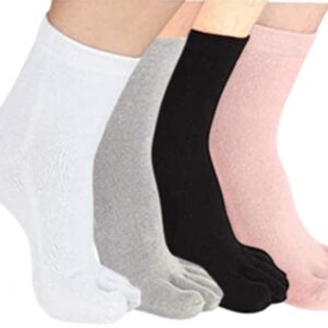 Lanmiya Women's Toe socks Cotton Five Finger Socks For Running Athletic 4 Pack