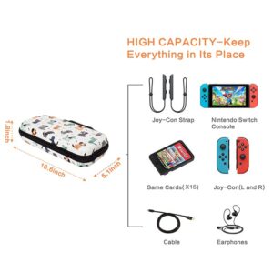 Nintendo Switch Case OLED Model 2021, Carry Case for Nintendo Switch for Boy Girls-Travel Storage Hard Shell Cover with 16 Game Card Slot for Switch Console Joy-Con & Accessories, Dog