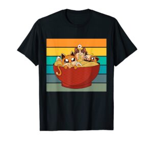 japan ramen shoyu cats wave t-shirt