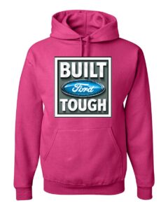 wild bobby built ford tough logo cars and trucks unisex graphic hoodie sweatshirt, fuschia, small