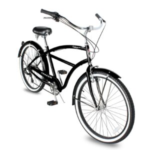 tracer taha 26 in hybrid beach cruiser 7 speed steel frame men's bicycle, black