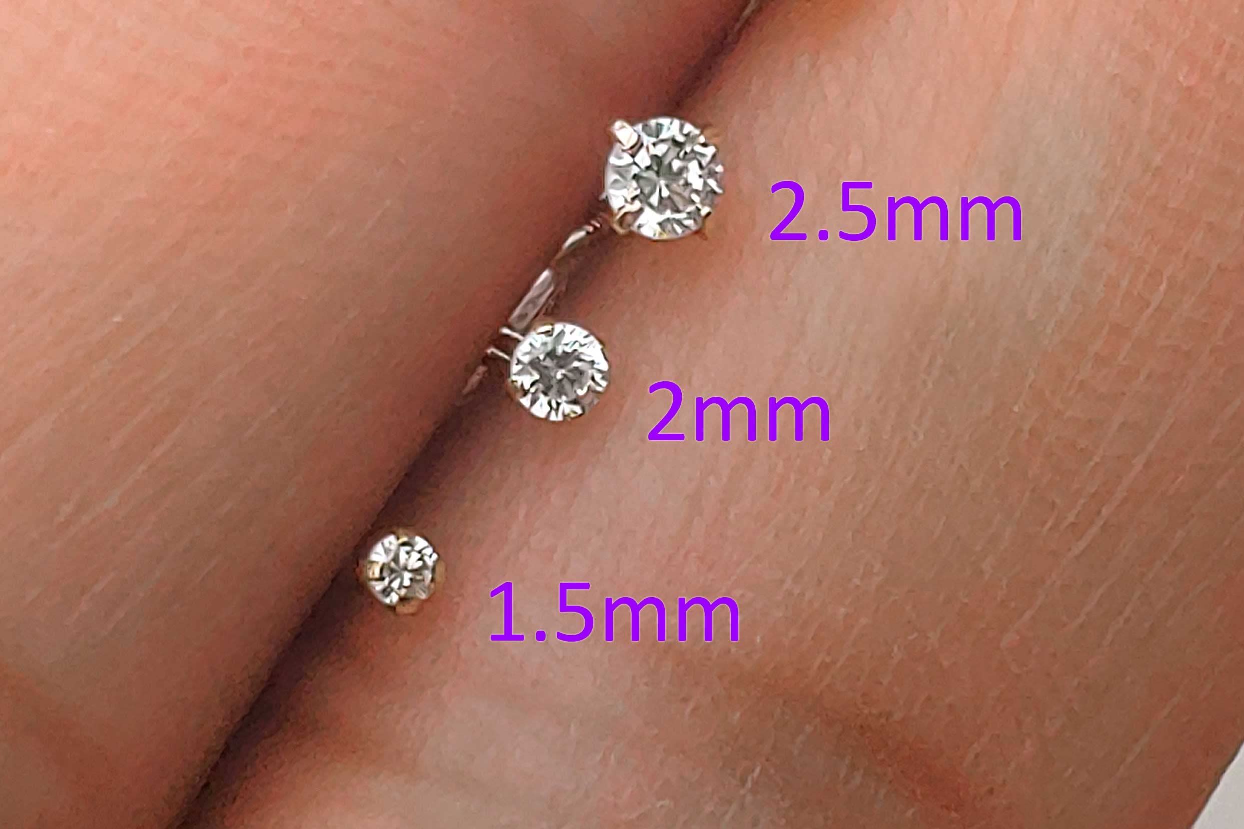 Solid 14Kt Gold Moissanite Stud Nose Ring - 22G Nose Screw Stud - Twisted Nose Ring - April Birthstone Nose Stud-NSWG-MNT2