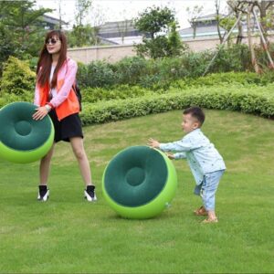 Berocia Portable Outdoor Inflatable Stool Round Air Chair Footrest Cushion for Home Office Travel Patio Garden Yoga Camping 22 inch Diameter Flocking Surface