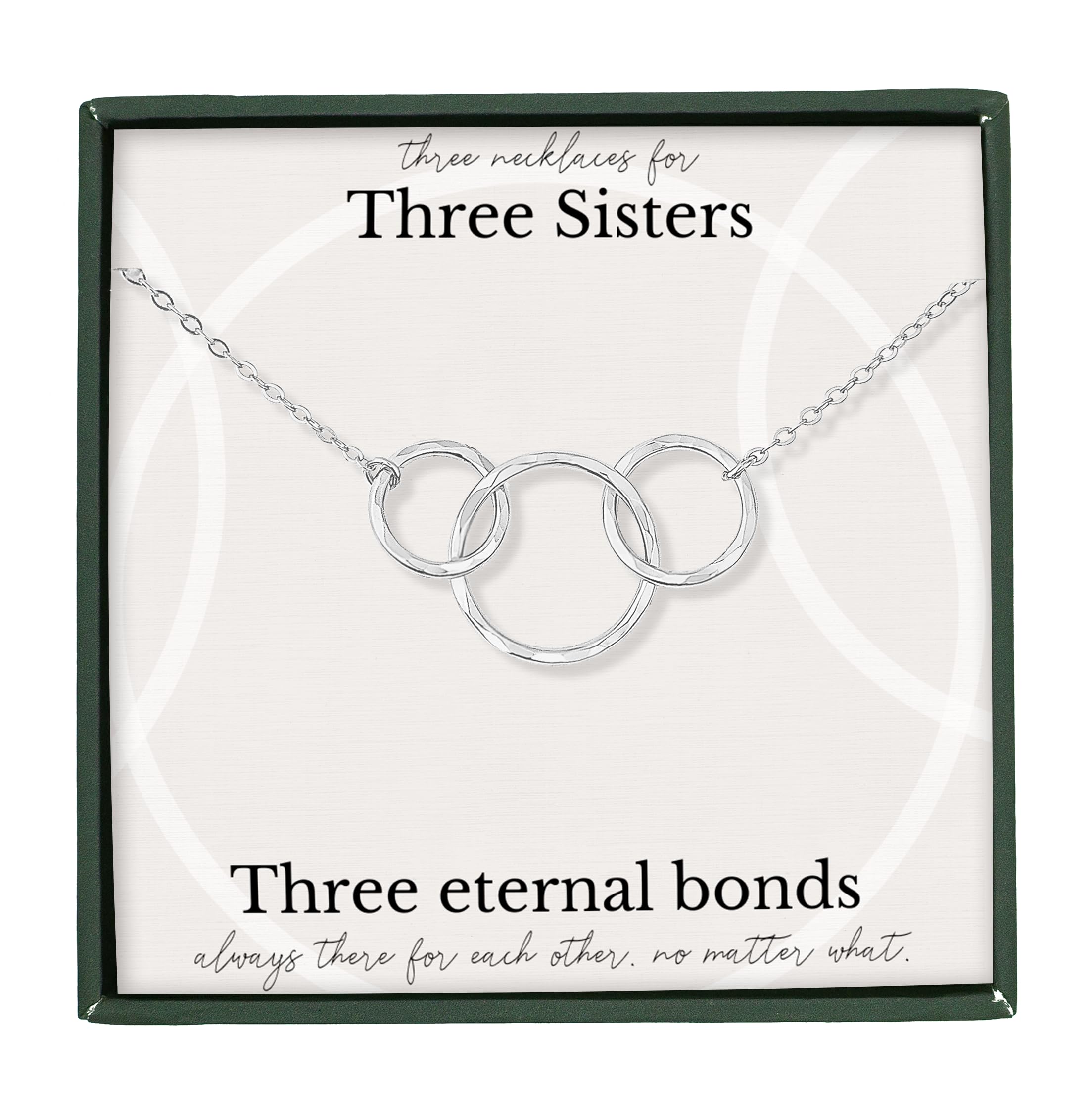 HOPE LOVE SHINE 3 Sister Gift – 3 Unique Rings Necklace for Little and Big Sister – Handcrafted Jewelry Celebrating Sisterly Bonds - Sister Gifts from Sisters