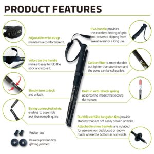 BOBVILLAGE Carbon Fiber Adjustable Trekking Poles, Premium Lightweight Foldable Shock-Absorbent Hiking Walking Sticks for Backpacking Camping & Trail Running 51IN[Black]