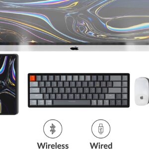 Keychron K6 68-Keys Compact Keyboard, Wireless Bluetooth/Wired Mechanical Keyboard with RGB Led Backlit Aluminum Frame Compatible with Mac Windows, Gateron Blue Switch