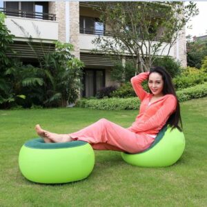 Berocia Portable Outdoor Inflatable Stool Round Air Chair Footrest Cushion for Home Office Travel Patio Garden Yoga Camping 22 inch Diameter Flocking Surface