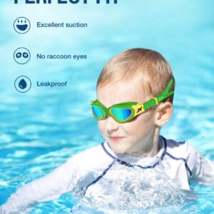 ZIONOR Kids Swim Goggles, G1MINI Polarized Swimming Goggles Comfort for Age 6-14, UV Protection Anti-Fog Adjustable Strap Fit for Child Boys Girls (Gold Lens)