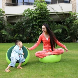 Berocia Portable Outdoor Inflatable Stool Round Air Chair Footrest Cushion for Home Office Travel Patio Garden Yoga Camping 22 inch Diameter Flocking Surface