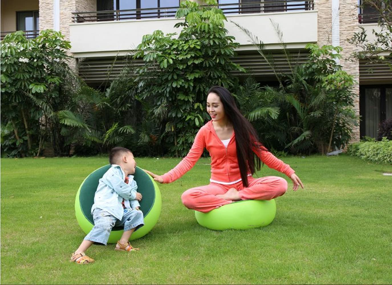 Berocia Portable Outdoor Inflatable Stool Round Air Chair Footrest Cushion for Home Office Travel Patio Garden Yoga Camping 22 inch Diameter Flocking Surface