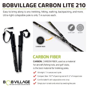 BOBVILLAGE Carbon Fiber Adjustable Trekking Poles, Premium Lightweight Foldable Shock-Absorbent Hiking Walking Sticks for Backpacking Camping & Trail Running 51IN[Black]