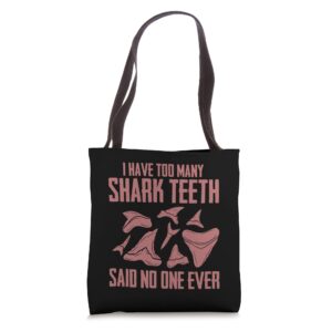 cool shark teeth collector gift funny shark teeth hunting tote bag