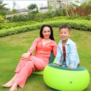 Berocia Portable Outdoor Inflatable Stool Round Air Chair Footrest Cushion for Home Office Travel Patio Garden Yoga Camping 22 inch Diameter Flocking Surface