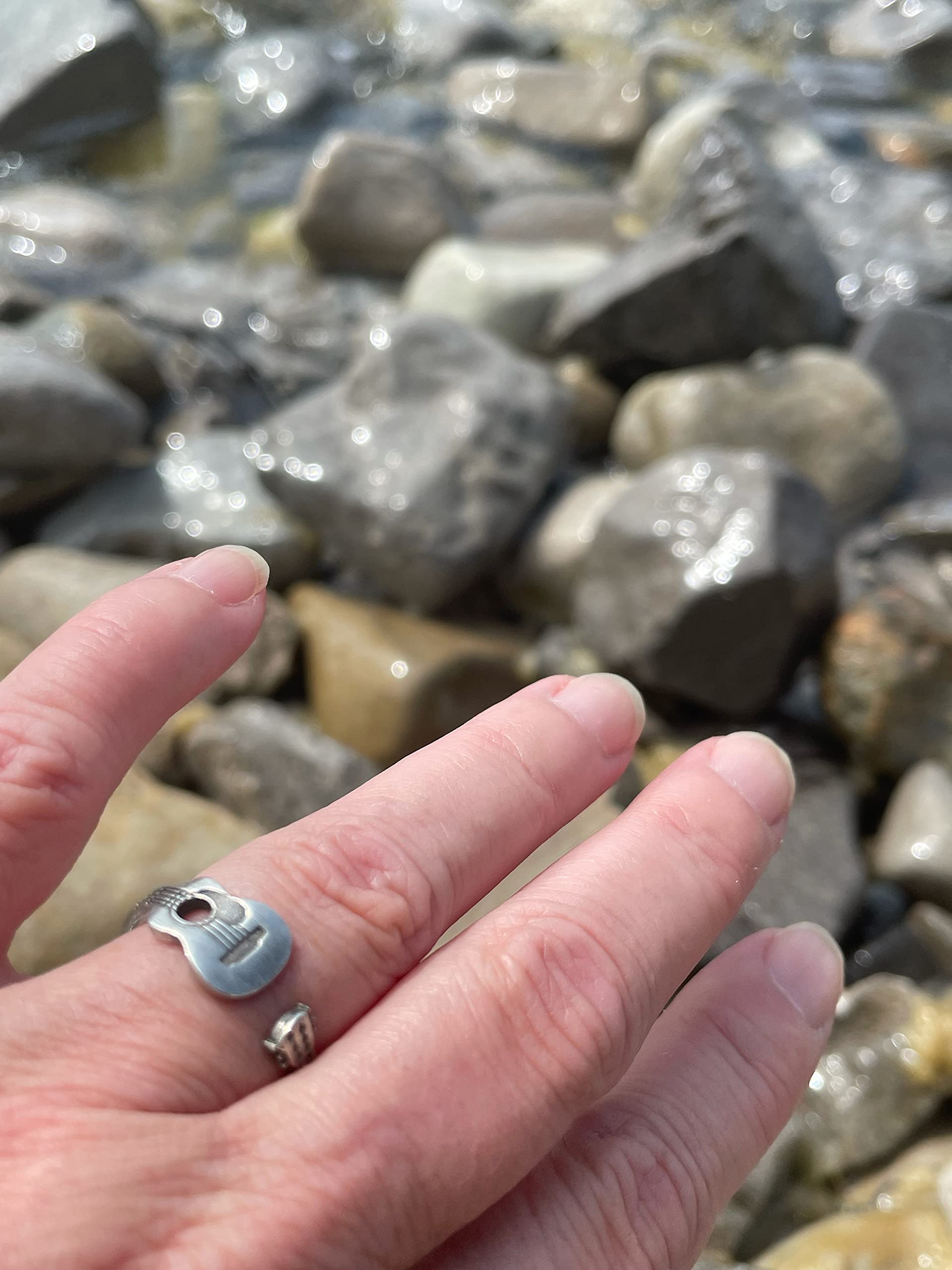 Whitney Howard Designs Guitar Ring for Men or Women - Minimalist Comfort Fit Open Adjustable Pewter Ring - Musician Guitar Player Gift