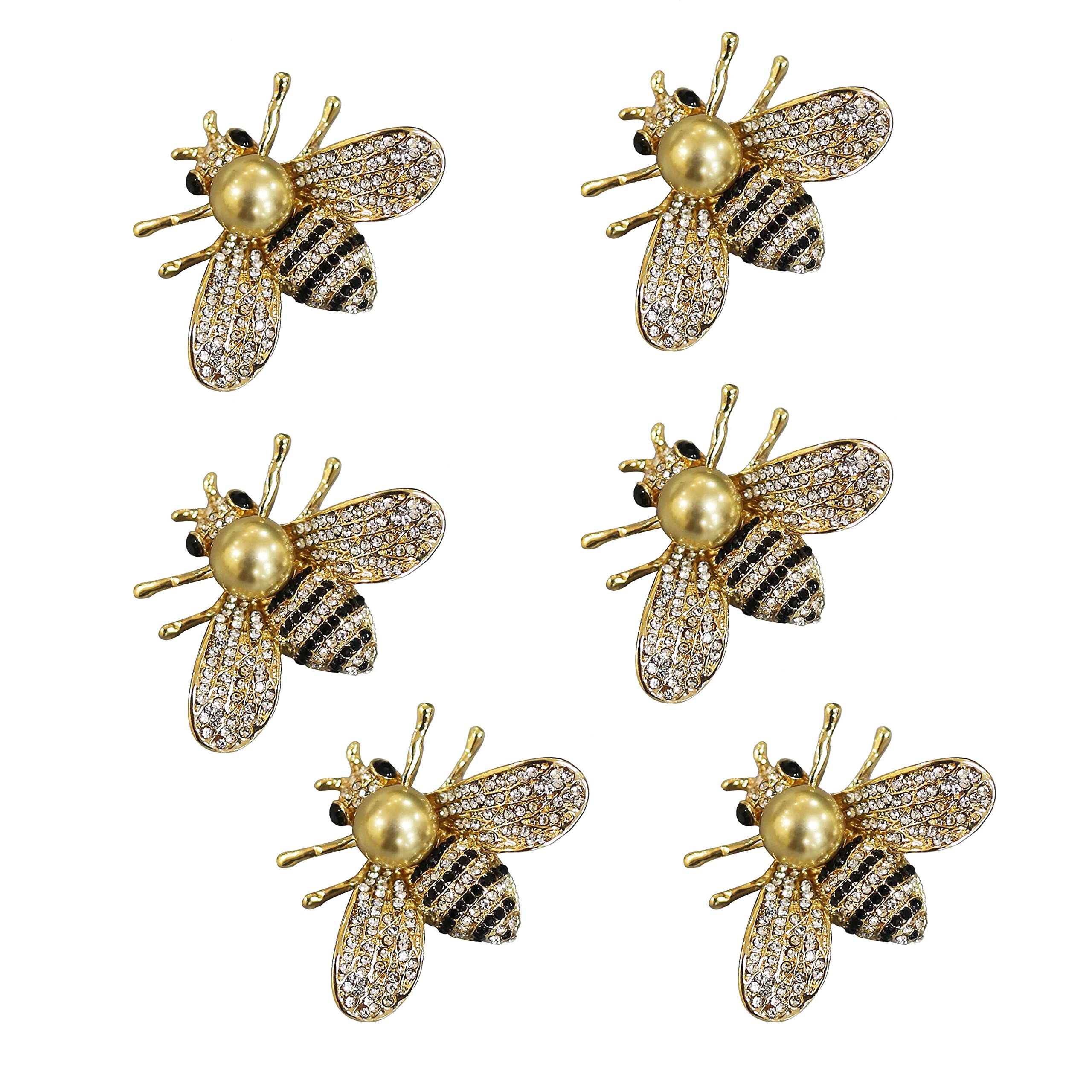 Honey Bee Brooches for Women - 6Pcs Insect Themes with Gold Tone Brooch Pins - Fashion Mother of Pearl Brooch Pins - Great for Wife,Sisters,Friends,Daily Wear or Dating