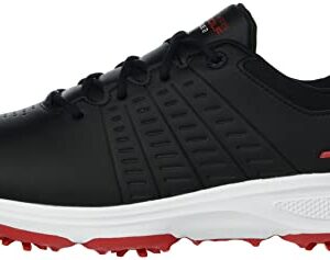 Skechers Men's Torque Waterproof Golf Shoe, Black/Red Sole, 10