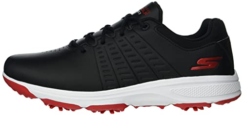 Skechers Men's Torque Waterproof Golf Shoe, Black/Red Sole, 10