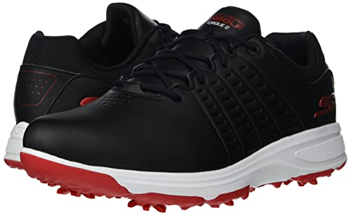 Skechers Men's Torque Waterproof Golf Shoe, Black/Red Sole, 10