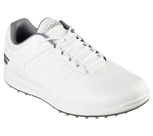 Skechers Men's Pivot Spikeless Golf Shoe, White/Gray, 13