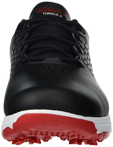 Skechers Men's Torque Waterproof Golf Shoe, Black/Red Sole, 10