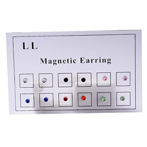 12pcs Crystal Magnetic Stud Earring Magnet Nose Ear Lip Stud Non Piercing, Women Men Steel Ring Clip Nose Ring Fake Cheater Jewelry Gift (Multicolor)