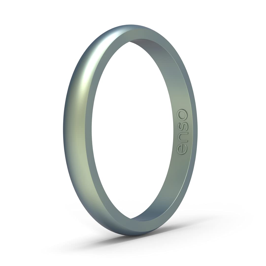 Enso Rings Halo Elements Silicone Ring – Stackable Wedding Engagement Band – Thin Minimalist Band – 2.54mm Wide, 1.5mm Thick (Volcanic Ash, 8)