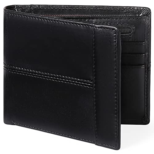 GOIACII Wallets for Men Genuine Leather RFID Blocking Bifold Wallet With ID Window and 16 Credit Card Pockets