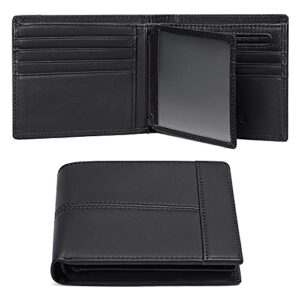 goiacii wallets for men genuine leather rfid blocking bifold wallet with id window and 16 credit card pockets