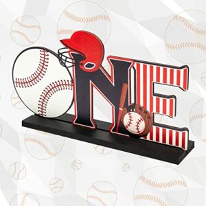 Haooryx Baseball One Letter Sign Wooden Table Centerpiece for Kids First Birthday Decoration, My Rookie Year Centerpieces Sport Theme Party Supplies One Year Old 1st Birthday Baby Shower Photo Props