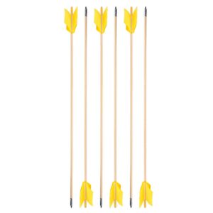 AMEYXGS 6/12 Pack Archery Traditional Wooden Arrow Target Flu-Flu Arrows with 4 Feathers Fletching for Practice Targeting Hunting(Yellow, 6 pack)