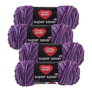 red heart super saver yarn (4-pack of 5oz skeins) (purple tones)