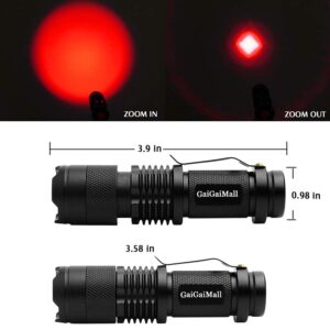 GaiGaiMall High Power 3 Mode LED Red Light Flashlight for Night Astronomy Observation, 3 Pack