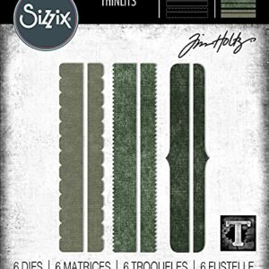 Sizzix Thinlits Die Set 6PK-Decorative Trims by Tim Holtz, 665435, Multicolor