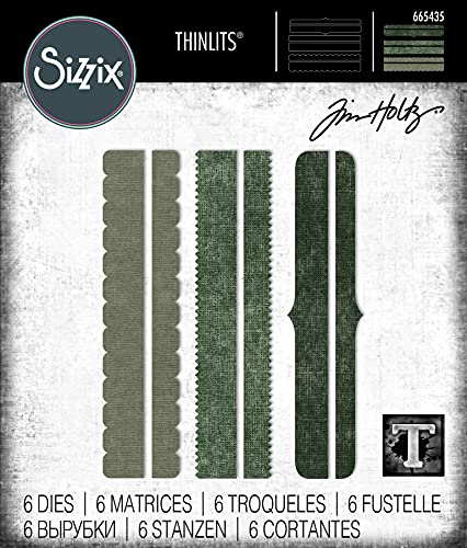 Sizzix Thinlits Die Set 6PK-Decorative Trims by Tim Holtz, 665435, Multicolor