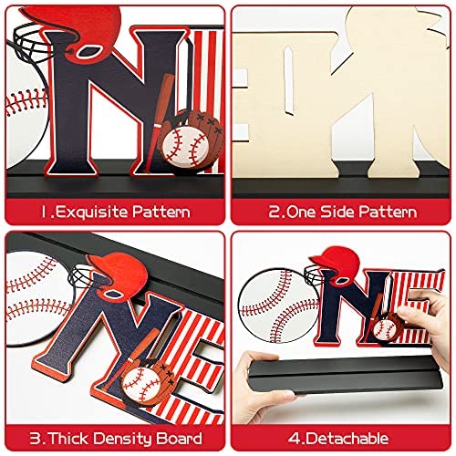 Haooryx Baseball One Letter Sign Wooden Table Centerpiece for Kids First Birthday Decoration, My Rookie Year Centerpieces Sport Theme Party Supplies One Year Old 1st Birthday Baby Shower Photo Props