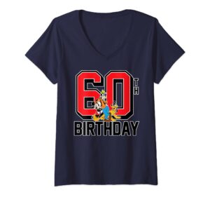 womens mickey mouse goofy pluto 60th birthday v-neck t-shirt