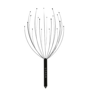 USAGA Head Massager Scalp Massager 20 Fingers Head Scratcher for Head Body Relaxing (Black & Black)