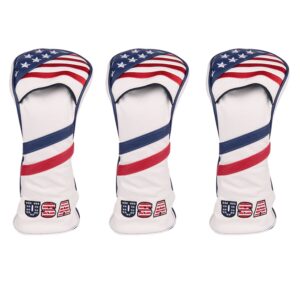 golf builder 3pcs/set usa stars and stripes golf club hybrid head covers utility ut covers with adjustable number tag