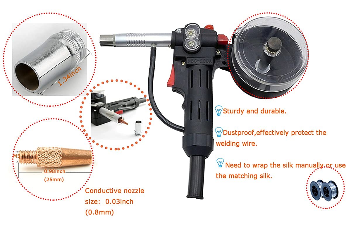 PreAsion Aluminum Spool Gun Fit Miller210 Spoolmate 3035 5M(16ft) Cable DC24V Welding Tool Welding Machine AccessoriesNot Original