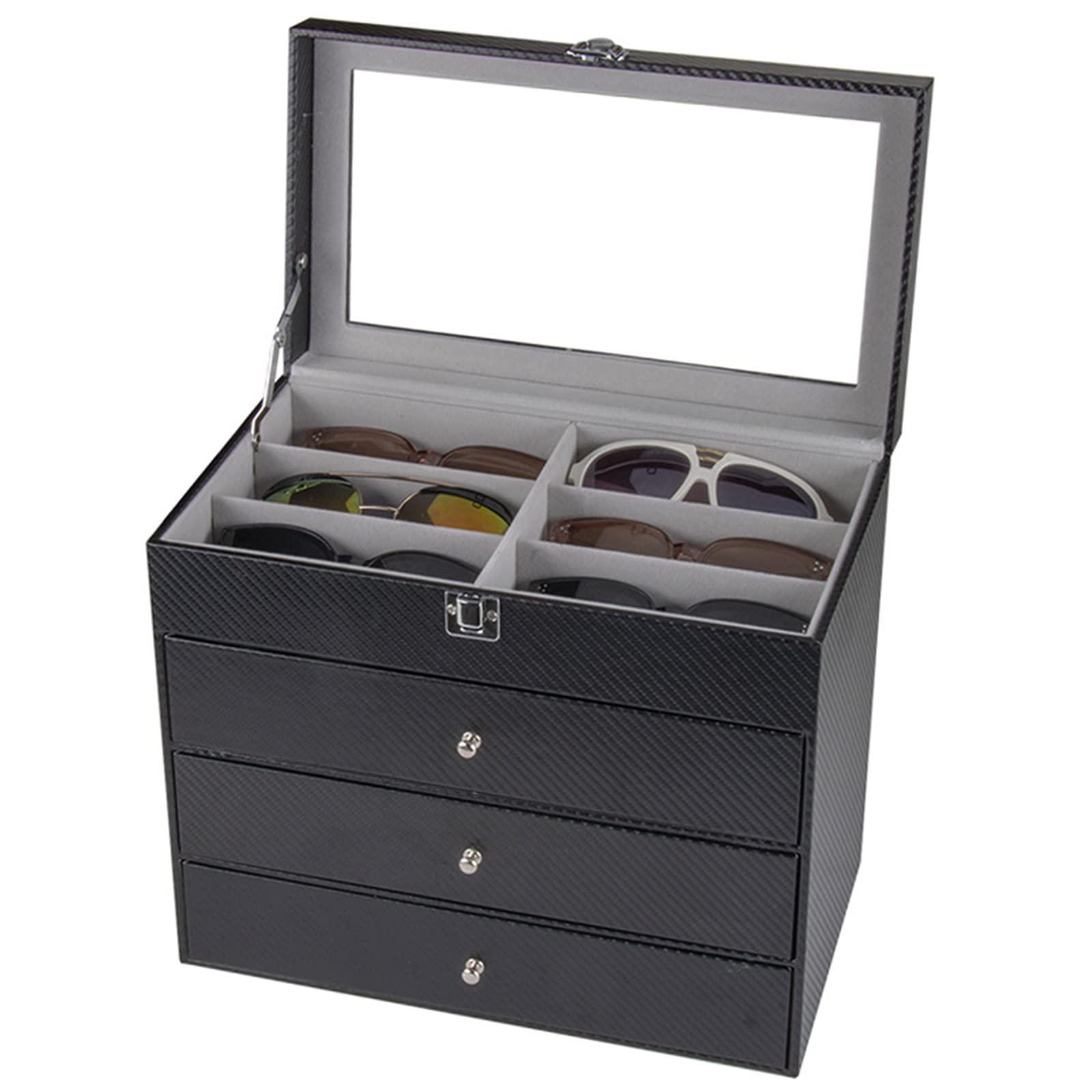 Eapmic 4 layer 24Slots Eyeglass Sunglass Storage Watch Box Eyewear Accessories Display Glasses Storage Case Organizer (4 layer 24 Slots)