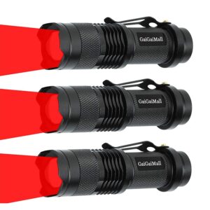 gaigaimall high power 3 mode led red light flashlight for night astronomy observation, 3 pack