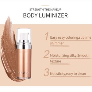 Yeweian Face Body Luminizer, Liquid Highlighter Makeup, Face Body Shimmer Glow Illuminator, Bronzer Smooth Shine Shimmer Liquid Foundation, Waterproof Moisturizing Body Highlighter