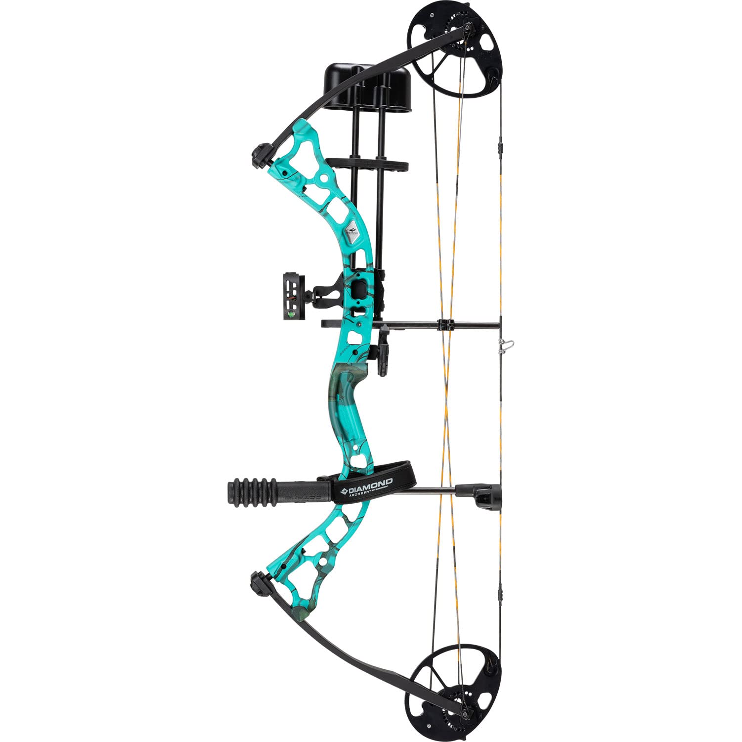 DIAMOND ARCHERY Infinite 305 Adjustable Fully Accessorized Hunting Compound Bow - 7-70 LBS Draw Weight, 19"-31" Draw Length, 305 FPS, Right Hand, Teal Country Root