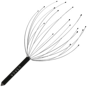 USAGA Head Massager Scalp Massager 20 Fingers Head Scratcher for Head Body Relaxing (Black & Black)