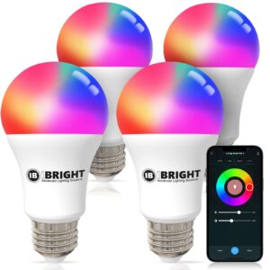 ibright smart light bulbs a19 e26, 9.5w, 800 lm, 16 million colors changing, music mode & diy scene setting, wi-fi smart bulb works with alexa & google home, 80% energy saving, no hub required, 4 pack