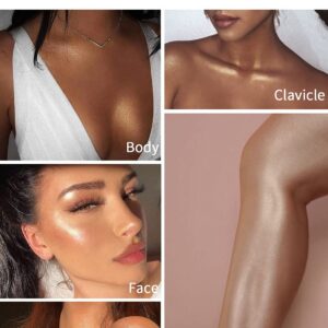 Yeweian Face Body Luminizer, Liquid Highlighter Makeup, Face Body Shimmer Glow Illuminator, Bronzer Smooth Shine Shimmer Liquid Foundation, Waterproof Moisturizing Body Highlighter