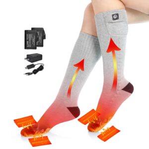 heated socks for men women, savior heat electric rechargeable battery thick long ski socks for winter cold weather hunting hiking camping skating motorcycle cycling fishing