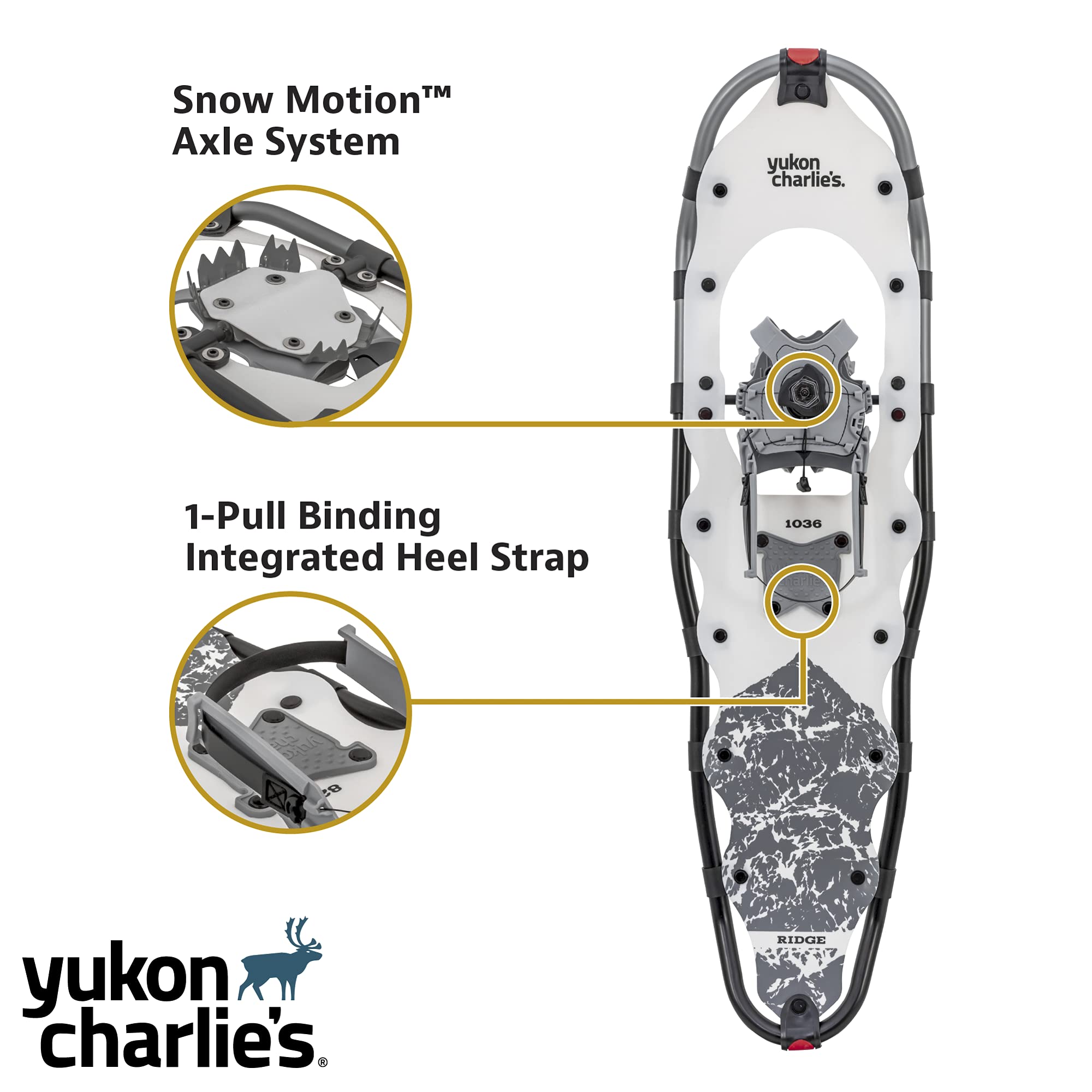 Yukon Charlie's Ridge Snowshoe Kit, 10-inch x 36-inch, Includes Snowshoes, Trekking Poles and Storage Bag