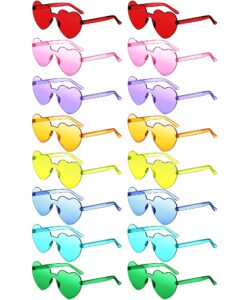 colzzy 16 pair heart shaped sunglasses candy color glasses frameless sunglasses for party women(fresh colors)