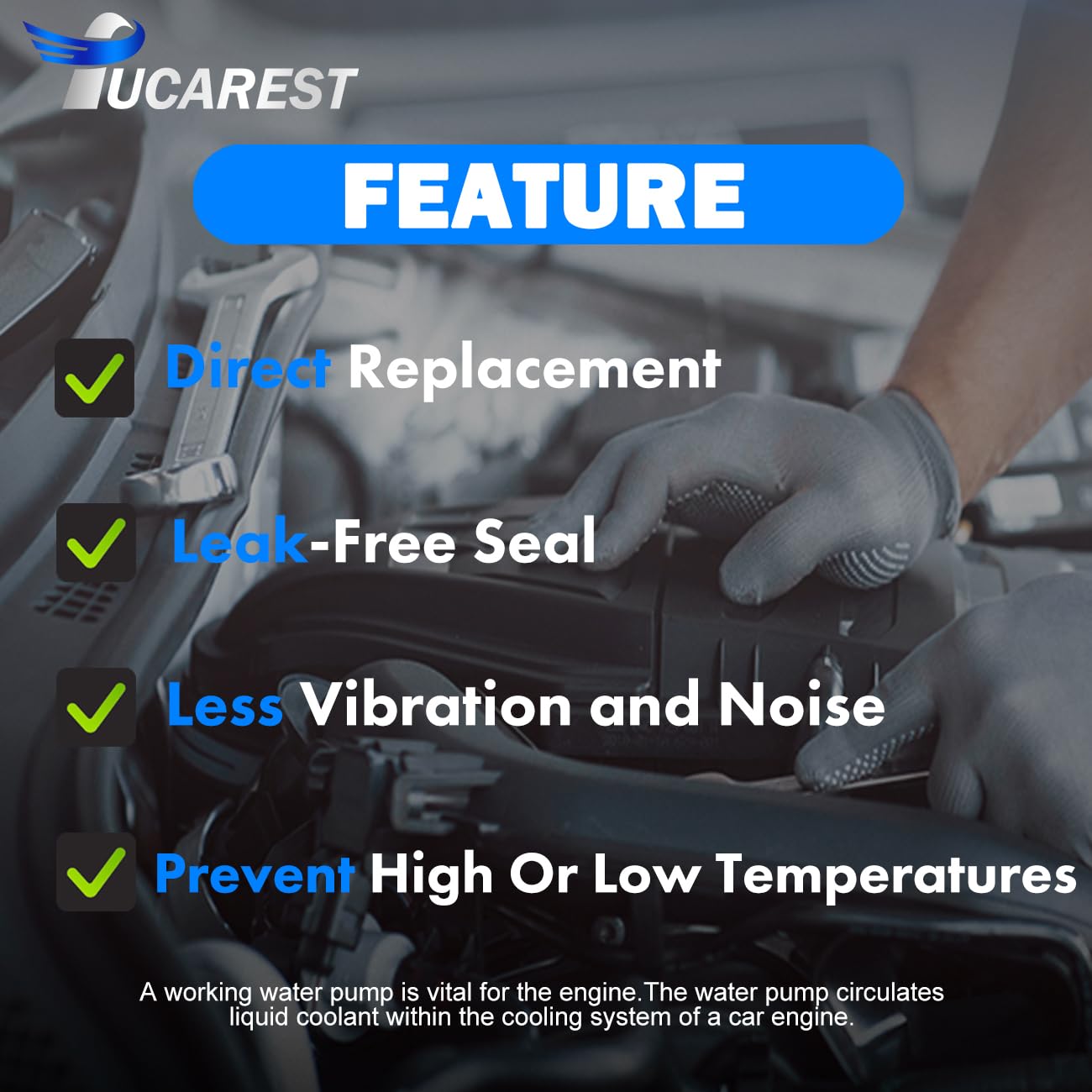 TUCAREST AW4130 Professional Water Pump Kit (w/M30 HUB;For 4.6L/5.4L Fo-rd Truck) Compatible With E-150 E250 E-350 Econoline Club Wagon, Expedition F150 F-250 F-350 Super Duty, Lincoln Navigator